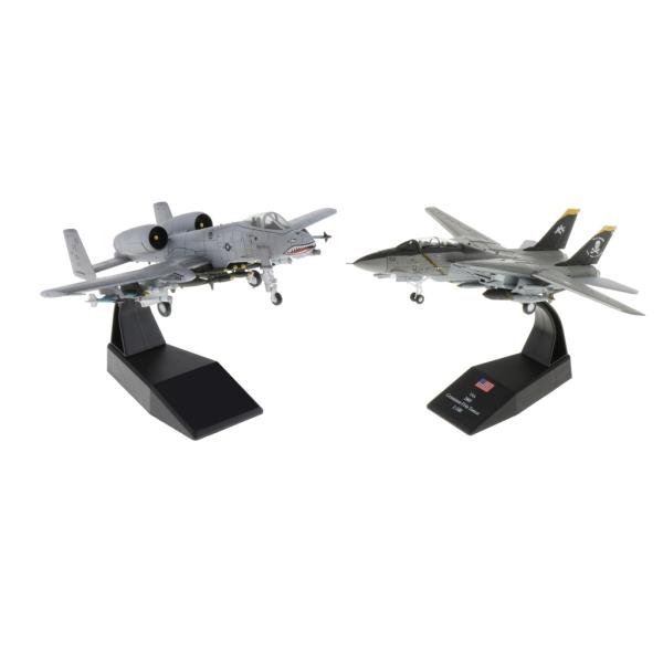 説明:1:100スケールA-10攻撃機航空機+ F-14トムキャットアメリカンファイターダイキャスト合金ミリタリーモデル空軍の収集品ホームオフィス装飾.美しいデザインの航空グッズへの情熱に応えましょう.コレクターや愛好家のための正確なスケー...
