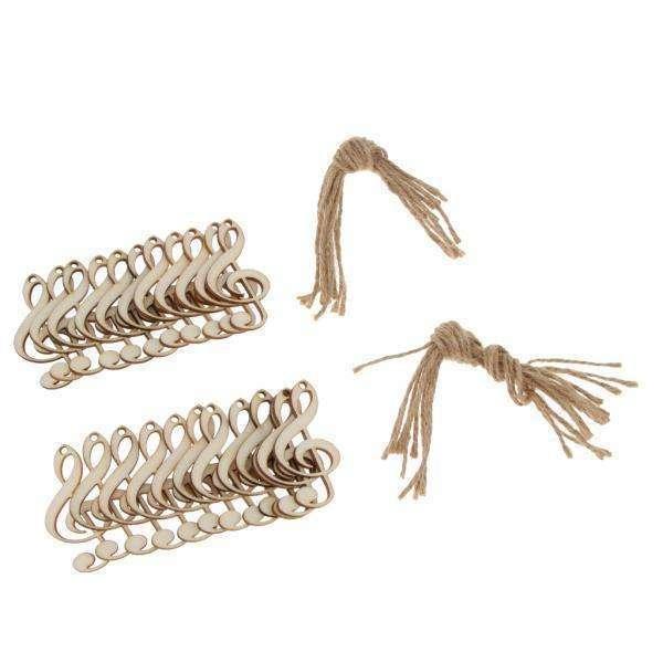 説明:素朴な空白の音符記号のデザインの木のペンダントDIYの工芸品.Jute Twinesはあなたがクリスマスツリー.ギフトなどで簡単にハングするために利用できますあなたはちょうどそれを自然な色を残すか.あなたが好きなようにそれを描くことが...