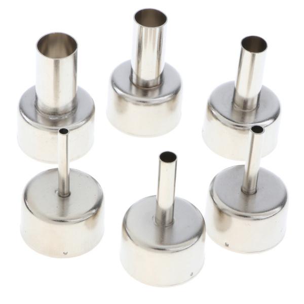 説明: 6個のユニバーサル858シリーズホットエアガンノズル;  6個858シリーズヒートガンノズル風口ホットエアーデソルダーステーション特殊送風機口; 熱い空気銃で空気ノズルから排出する出口鋼管の間の熱い空気の隙間を避ける効果的な方法. ...