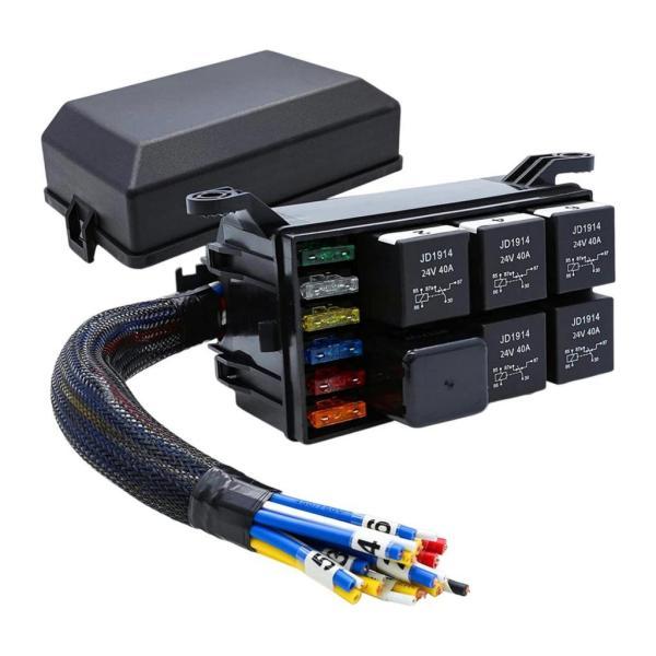 説明:[大容量ヒューズとリレーボックス]: このカーリレーヒューズボックスには.5ピンJD1914 12V 40Aリレー5個と4ピンRTT7121 12V 40Aリレー1個.ATC/ブレードヒューズ6個5A.10A.15A.20A.25Aが...