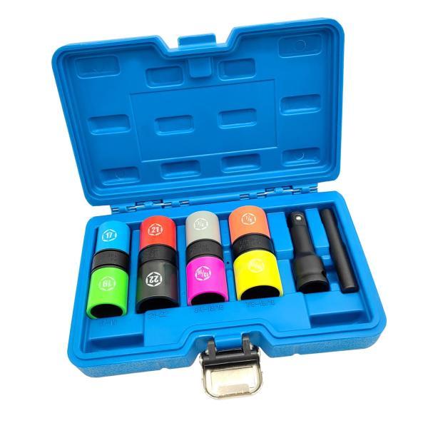 説明:[ダブルエンドフリップアップソケットデザイン]: 8 in 1 ホイールナットソケットにはメトリック 17-19-21-22mm および SAE 3/4-13/16-7/8-15/16 インチのソケットサイズが含まれます.[傷のないソ...