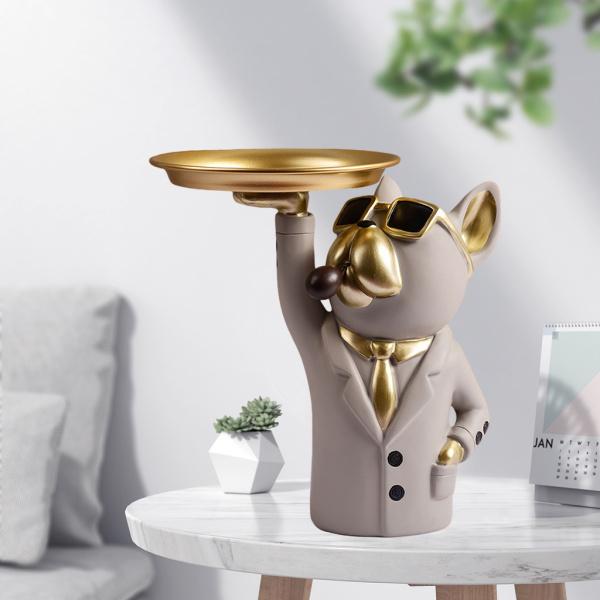 説明:高品質の樹脂製.丈夫で安定しています.かわいいブルドッグ形.レトロ.エレガント.汎用的で魅力的です.デスクトップジュエリー.香水瓶.ヘアブラシ.化粧品.鍵.電話.腕時計.コインなどをきれいに手配するのに最適です.ダイニングテーブル.キ...