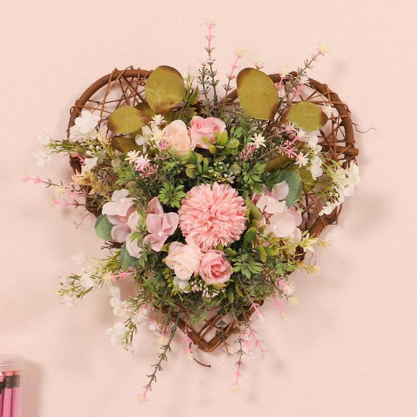 説明:ハート型のボール菊ユーカリリースは籐と布でできており.傷つきにくく.仕上がりも耐久性も抜群です.熱意を象徴する手作りの花輪は.玄関先に命を吹き込み.家族や友人と一緒に家に帰ります.高度なシミュレーション.3Dの優れた装飾効果.色あせな...