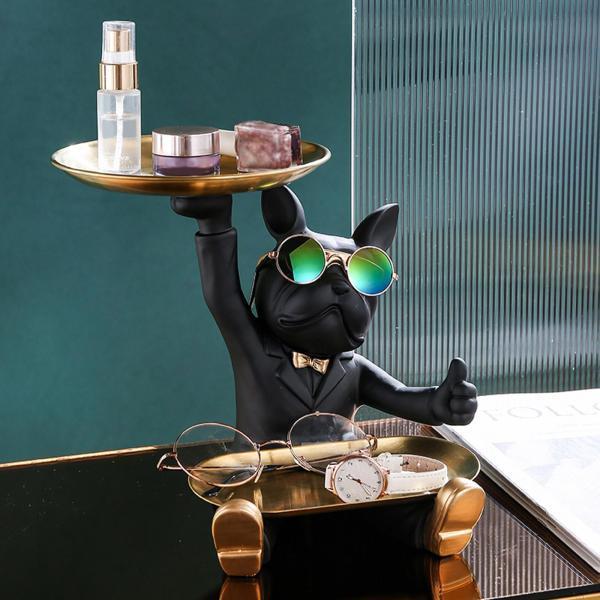 説明:デザイン:メガネをかけたブルドッグの像は.単なる創造的な手工芸品ではありません.シックなオーナメントで.美しく実用的な小物を収納できます.多機能:置物収納トレイをホームテーブルのセンターピースに置いて.鍵.キャンディー.チョコレート....
