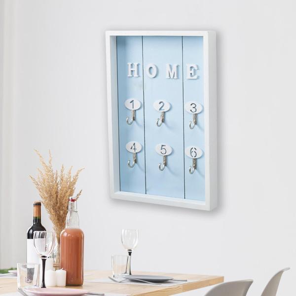 説明:キー収納:家庭やオフィスなどのキーホルダーオーガナイザー.帽子やアクセサリーなどにも使用できます.ヴィンテージスタイル:キー収納ボックス用の6つのフックが付いた木製のキーボックスは.ホテルのポーチで使用できます.ファッションオーナメン...