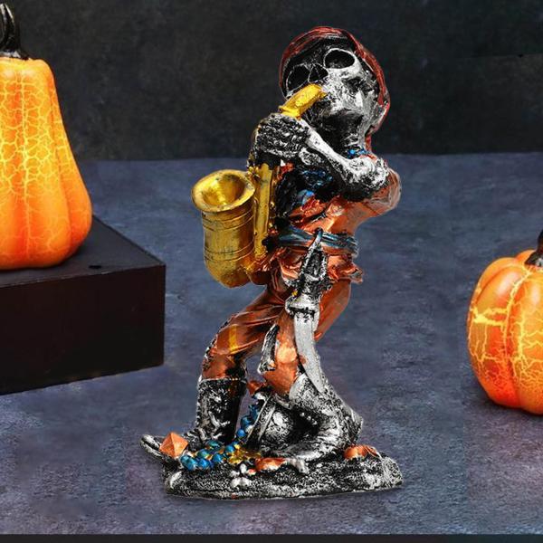 説明:スカルバンドの置物:クリエイティブなバンドオーナメントミュージシャンの像.ユニークなデザイン.本物そっくりの外観.ハロウィンに奇妙な雰囲気を加えます.素材:高品質の樹脂製.手描き.頑丈で耐久性があります.特徴: 丁寧に彫刻された精巧な...