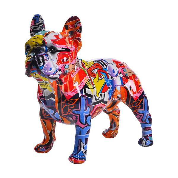 説明:クリエイティブな動物の彫刻:  フレンチ ブルドッグの像.屋内.屋外.庭.パティオの装飾オーナメント.モダンな抽象彫刻は水転写塗装プロセスを採用しています.カラフルな仕上げと美しい装飾が.お部屋に芸術的な雰囲気を加えます.高品質の素材...