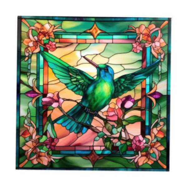 説明:[繊細なパターン]: カラフルな窓には繊細なハチドリと花柄が描かれており.ファッショナブルで魅力的で.ご自宅の装飾に優雅さと特別さを加えます.[製品サイズ]: 正方形のハチドリガラスクリング.長さ x 幅 25.4cmx25.4cm/...