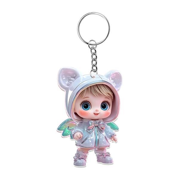 説明:[かわいいデザイン]:素敵でクリエイティブな 2D フラット漫画エンジェル ベイビー キーリング ペンダント.クリアな印刷と滑らかな表面.繊細で魅力的です[自動車インテリア ダングル]: ペンダントは繊細な車の吊り下げ飾りで.車のイン...