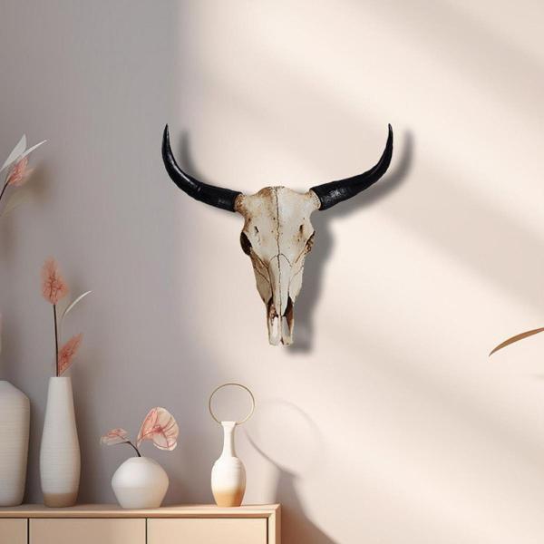 説明:[ブルヘッドデザイン]: このハロウィンをテーマにした壁掛けは.ユニークなブルヘッドデザインとヴィンテージを組み合わせ.神秘的で華やかなホームデコレーションを作り出します. [簡単に掛けられます]: 牛の頭蓋骨の壁飾りは簡単に掛けられ...