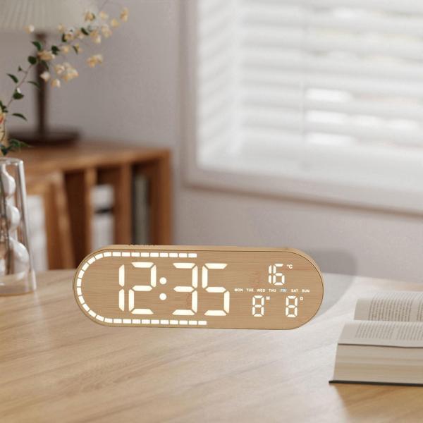 説明: [特徴]日付.温度.曜日表示機能付き電気時計 [デザイン]どんなインテリアにもマッチするモダンな木目が特徴です. [多用途]ミニマリストな LED デジタル壁掛け時計は.スペースに合わせてテーブルに置いたり.壁に掛けたりできます. ...