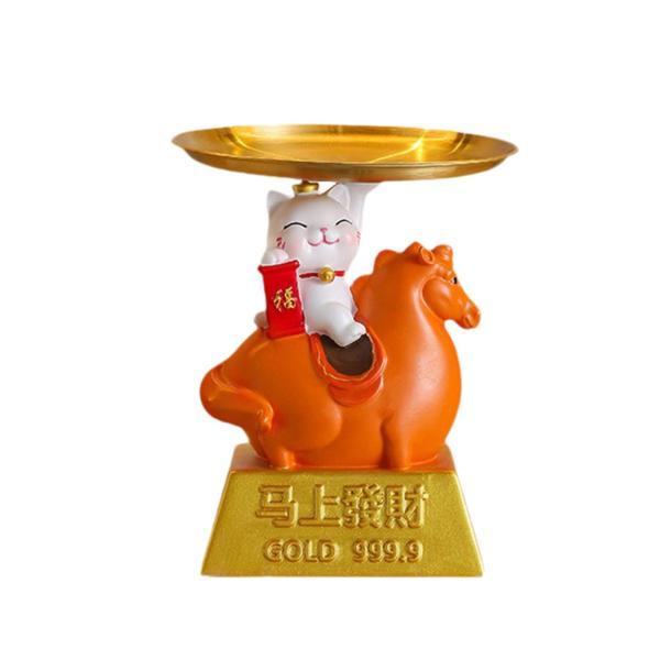 説明: [デザイン]モダンな中国風の招き猫トレイは.玄関やリビングスペースに優雅さと繁栄の雰囲気を添えます. [素材]耐久性のある柔らかいビニール製の猫用収納トレイ [機能性]鍵やコイン.小物を整理できるトレイ付きの招き猫像 [幅広い用途]...