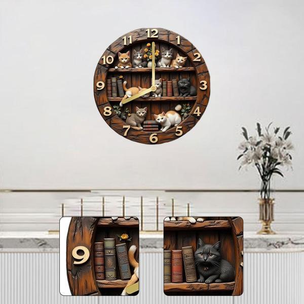 説明:[ヴィンテージチャーム]この壁掛け時計はクラシックなアメリカンレトロデザインが特徴で.本棚と遊び心のある猫の要素が融合し.どんなお部屋にも温かみのある芸術的な雰囲気を作り出します. [クリエイティブなアクセント]愛らしい猫のフィギュア...