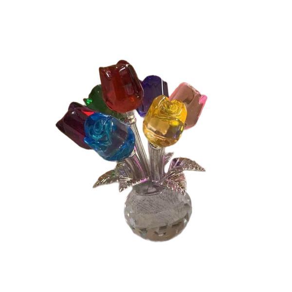 説明: [プレミアム素材]: 人工クリスタルガラスで作られたこのバラの花の置物は.抜群の透明感と鮮やかな輝き.まばゆいばかりの透明仕上げを誇ります. [鮮やかな色]: 色とりどりのバラの見事なブーケが明るく目を引くディスプレイです. [コン...