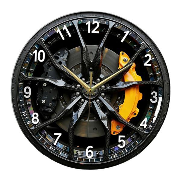 説明: [モダンなデザイン]この壁掛け時計はスタイリッシュな2Dの車のホイールハブモチーフが特徴で.リビングルームや家の装飾に現代的な雰囲気を加えます. [サイレントムーブメント]この装飾時計は静かなメカニズムを備えており.カチカチという音...