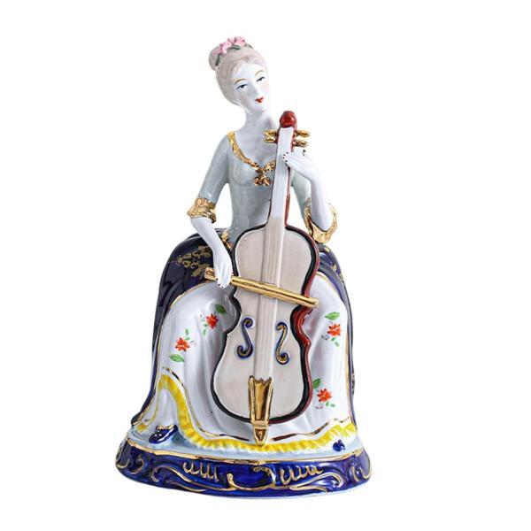 説明: [鮮やかなスタイル]: ヨーロッパスタイルのチェロの女性像.創造的な現代アートの装飾品.素晴らしい職人技.家の装飾に素敵な追加.芸術的な雰囲気を加えます. [プレミアム素材]:このフィギュア彫刻は高級セラミック素材で作られており.滑...