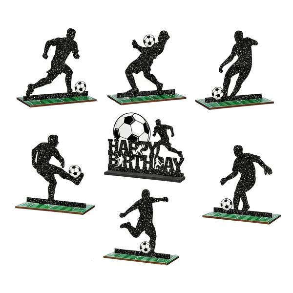 【サッカーテーマの装飾】: サッカーファンにぴったりの、ダイナミックなサッカー選手と「お誕生日おめでとう」のメッセージが特徴のサッカーテーマ木製置物7点セットです。【高品質な木製素材】: 滑らかに仕上げられた木材を使用しており、軽量でありな...