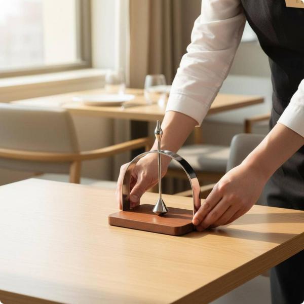【素材感】: 木製台座と金属アーチを組み合わせた、上品で温かみのある卓上装飾です。木目の落ち着きと金属の光沢が調和し、テーブルまわりをすっきり見せます。【実用性】: しっかりと紙ナプキンスタンドとして使え、必要なときにすぐに取り出しやすい設...