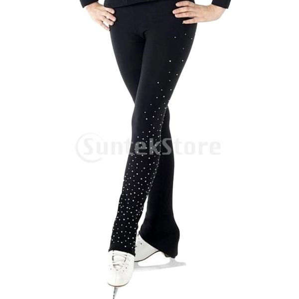 説明:女子女子アイスフィギュアスケート練習ズボンタイツ防水性、高弾性、ソフトで快適なフリースインナー、汗を発散、サーマル/ウォームフィギュアスケートやアイススケートに最適輝くクリスタルファッションとあなたのために目を引きますズボンの左側と右...