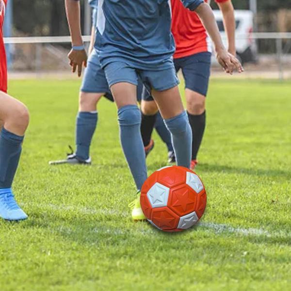 説明:[仕様]: サイズ4公式試合球サッカーボール.直径20cm/7.87インチ.5-15歳のお子様に適しています.[プレミアム素材]: サッカーボールはオレンジと白のステッチデザイン.PU素材.プレミアム.強くて丈夫を採用しています.[デ...