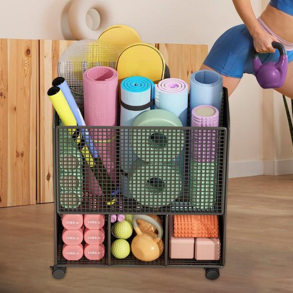 説明:[ホームジム収納ラック]: この多機能ホームジムフィットネス収納ラックは.ヨガマット.ヨガブロック.フォームローラー.ケトルベル.ダンベル.レジスタンスバンド.ロープスキッピング.その他のフィットネス機器の収納に最適です. [素材]:...