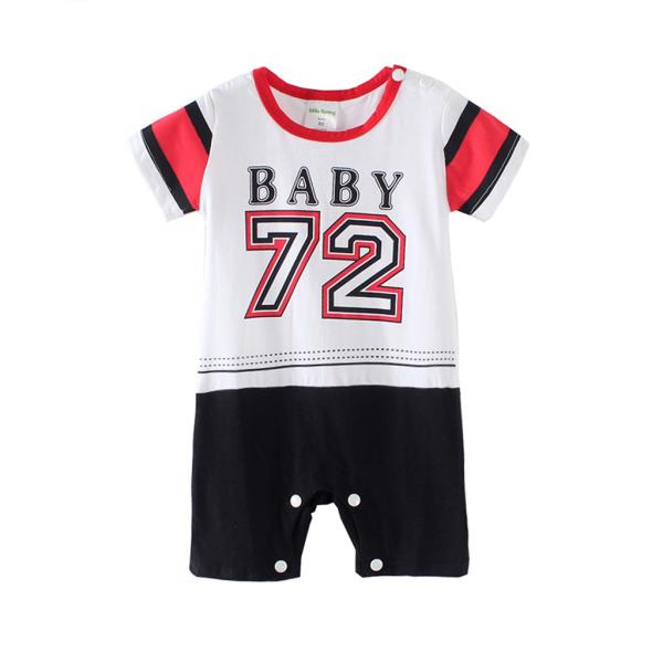 説明: ブランドの新しい.高品質半袖カジュアルフェイクプリント文字と番号の設計.ユニセックス赤ちゃんトラックスーツの衣装セット簡単に身に着けているため押しボタン片方の肩の閉鎖やおむつ家族旅行や日常着のための偉大な生まれたての赤ちゃんのロンパ...