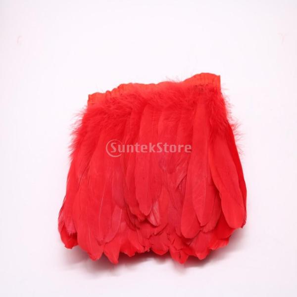 説明：  DIYのための染めガチョウの羽 100％のブランド新たな高品質強烈な色が魅力的で美しいですあなたの装飾、工芸品、衣服やフラワーアレンジメントに色を追加します。 あなたの想像力が限界です！ 材質：天然羽毛カラー：レッド長さ：2ヤード...