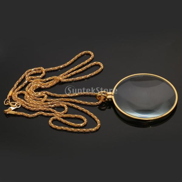 説明:ゴールデンストラップチェーンネックレス金属lanyards拡大鏡ペンダントルーペ装飾的な単眼ネックレス6倍の拡大鏡のペンダントコインの拡大鏡メタルチェーン吊り飾りガラスレンズ拡大鏡虫メガネプレゼント用途:趣味家.切手コレクター.宝石商...