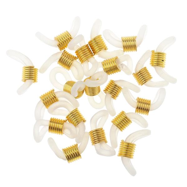 説明:あなたの眼鏡ホルダーのための白い透明なゴム製眼鏡チェーンエンド.ヴィンテージの真ちゅう製の金属コイルは.着用者が眼鏡のグリップを調整するために動かすことができます.お友達やご自身への素晴らしい贈り物.材質:ゴム.銅サイズ:約20x5m...