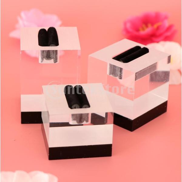 説明:素材:アクリルサイズ:ベース4x4cm.高さ3.5cm / 4.8cm / 5.5cm; 3個/セットのリングディスプレイ.非常に便利で省スペース.ジュエリーディスプレイに最適.婚約指輪.女性の指輪に最適です.多機能-リング表示ブロッ...