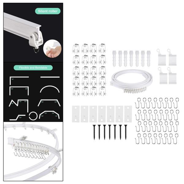 説明:カーテントラック:高品質のPPとスチール素材で作られたカーテントラックは.頑丈な構造.強力な支持力.耐久性を備えています.仕様:材質:PP.スチールサイズチャート:200cm: 200cmカーテンレールトラック1個.ローラー12個.フ...