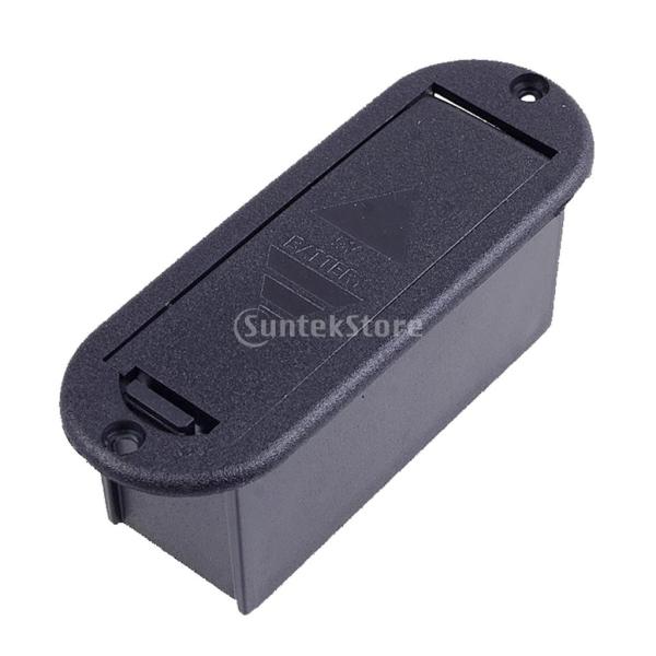 説明： あなたのアクティブピックアップのギター・ベース用フラットマウント9V電池ボックスボックスの中には、線付交換のための偉大なアクセサリー材質：ABS カラー：ブラック 仕様： 表面サイズ：約。 3.14のx 1.14のx 1.18インチ...