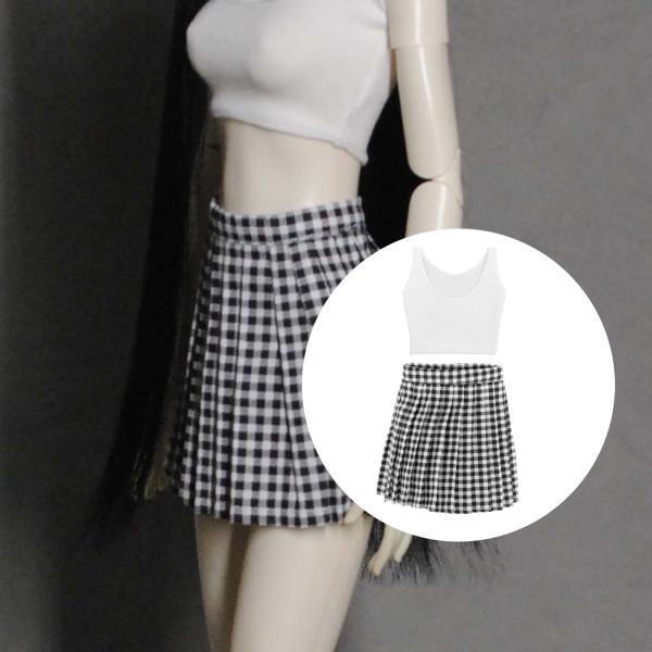 説明:ファッショナブルで美しいベストとプリーツのスカート.あなたの人形を新しい外観にしてください.1/3 BJD 60cm人形ファッションアクセサリーに合わせてください.高品質の布.柔らかい布.上質な縫製職人技でできています.子供たちの日....