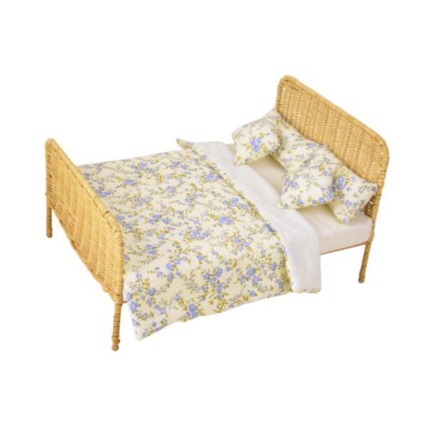 説明:[ミニチュア家具]:1:6スケールのドールハウスベッドモデル. 1:6 ミニチュアドールハウスの装飾に最適[素材]: ミニチュアドールベッドは籐と布素材で作られており.サイズは35cmx24cmx20.5cm/13.78インチx9.4...