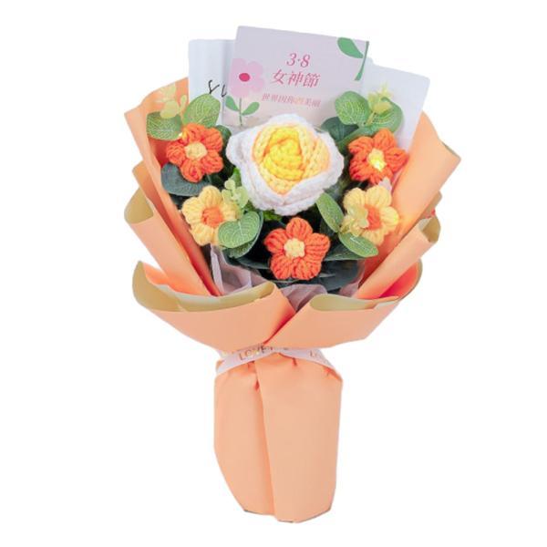 説明:[ミックスかぎ針編みブーケ]: ラップされたニットフラワーブーケには.かぎ針編みの花.かぎ針編みのバラとデイジー.人工ユーカリの葉が含まれており.リアルに見えます.[手作りニット]:完成した手作りニット.かぎ針編みの花はプロの職人の手...