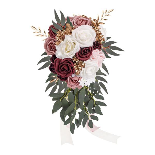 説明:[ウェディングブーケ]: この造花ブーケは花嫁やブライドメイドに最適で.結婚式にロマンチックで素朴な魅力を加えます[高品質素材]: 高品質のシルクフラワーから作られたこのブライダルブーケは色が自慢です本物の花を模倣した素晴らしい外観[...