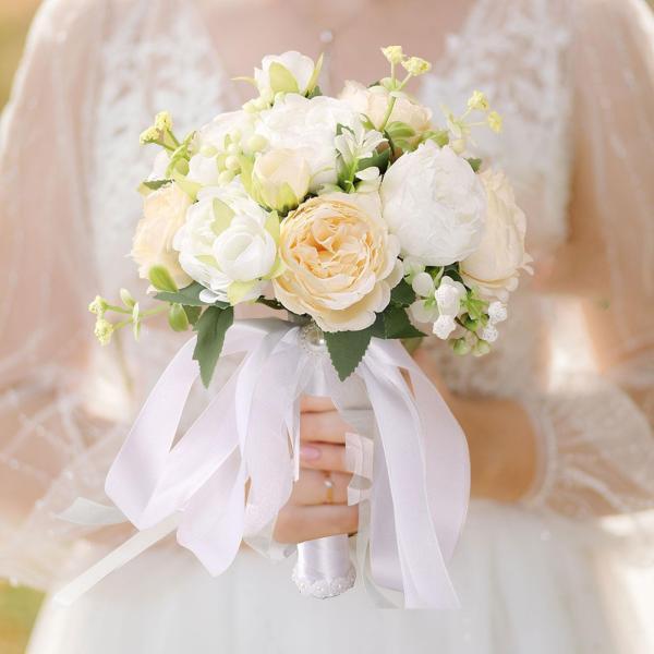 説明:[素材]このブライダルブーケは主に人工シルクローズで構成されており.軽量で滑らかな表面[サイズ情報]花嫁ブライドメイド用のウェディングブーケ(高さ)は約25cm / 9.84インチ[特徴]花嫁のブライズメイドブーケは本物そっくりで.美...