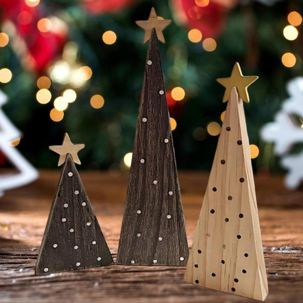 説明: [ユニークなデザイン]: ミニマルでエレガントな木製のクリスマスツリーの形が特徴で.星型のトッパーが付いており.お祭りの装飾にクラシックなホリデーの魅力をもたらします. [プレミアム素材]: 木で作られたこのクリスマスツリーの飾りは...