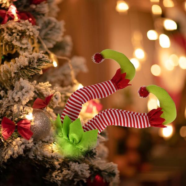 説明: [面白くて目を引く装飾]気まぐれなエルフの脚は.まるでクリスマスツリーに頭からつり上がっているかのような.華やかなエルフの脚を演出します.温かみのあるクリスマスの雰囲気を演出します. [柔らかい素材]高品質の柔らかいプラッシュ生地と...