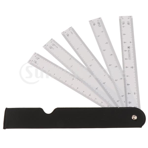 説明:建築家.エンジニア.機械製図技師の卒業式などに最適なプロのスケール定規.柔軟性が高く.曲げ測定に使用できます.はっきりとマークされた.読みやすい5ピースの柔軟な定規が含まれています. 1つの折りたたみ定規の12のスケール:1:10.1...