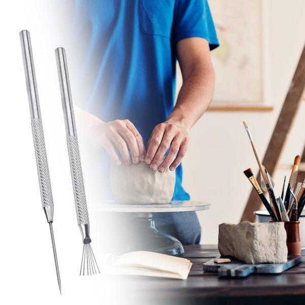 説明:陶器ツール: 1 ストロークで粘土を結合し.モデリング.切断.削り.ブラッシング.および粘土陶器の DIY 工芸品を滑らかにするための多くの細かい線を作成します.高品質の素材: 細工されたツールは合金製で.頑丈で耐久性があります.幅広...