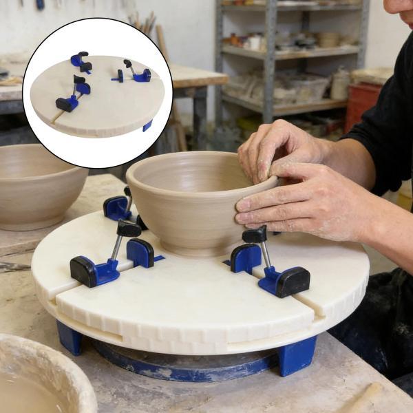 説明: [楽々センタリング]:陶芸用トリミングスピナー修理ツールは.ろくろの中心を簡単に見つけることができ.正確で安定したトリミングを保証します.サポート脚が陶器をしっかりと固定し.作業中の滑りを防ぎます. [素材]:耐久性に優れた丈夫なA...