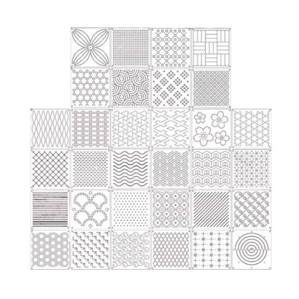 説明: [充実のセット]32種類の幾何学模様の刺繍テンプレートが含まれており.縫製.パッチワーク.刺繍のニーズを満たす幅広い種類を提供します.初心者からプロまで簡単に使用できます. [理想的なサイズ]各テンプレートのサイズは5.1 x 5....