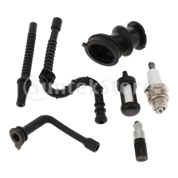説明:チェーンソーパーツキットには.1ピースの燃料ライン.1ピースの燃料フィルター.1ピースのオイルライン.1ピースのオイルフィルター.1ピースのパルスライン.1ピースのインテークマニホールド.1ピースのスパークプラグが含まれます. STI...