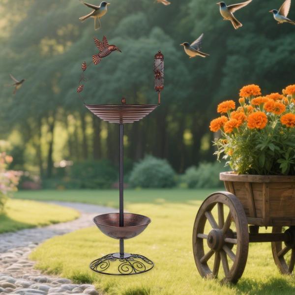 説明:[頑丈な鉄製構造]このバードフィーダーは頑丈な鉄素材で作られており.長期にわたる耐久性と屋外環境への耐性を保証します. [広々としたデザイン]バードバスのゆったりとした寸法は13.11インチx38.58インチで.鳥が快適に飲んだり.水...