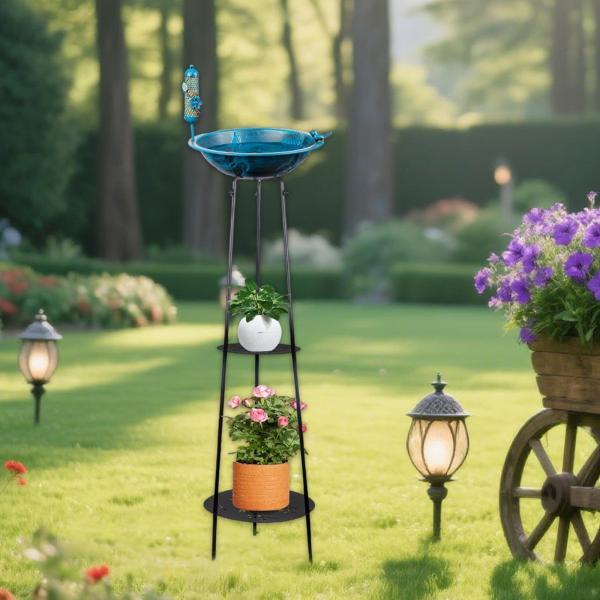 説明:[金属素材]屋外用のバードバスボウルスタンディングバードフィーダーは鉄製で.頑丈な構造で.強力な耐荷重性を備えています. [多目的デザイン]ガーデン三脚スタンド.バードバス＆フィーダー付き.登山用花用金属トレリス植物サポート[サイズ情...