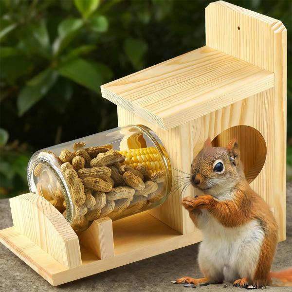 説明:[リスの餌ステーション]: リスの餌箱は.リスが裏庭でトウモロコシやピーナッツなどのおやつを楽しむための安全で魅力的な場所を提供し.訪れる動物に隠れ家と楽しみの両方を提供します. [プレミアム素材]:リスハウスは木材で作られており.耐...
