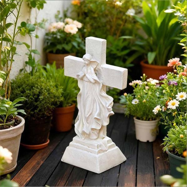 説明:[本物そっくりのディテール]: クラシックタイプの手作り聖母マリア十字架像.ライン.美しく鮮やかな表現.自然な質感.庭やどこにでも置ける素敵なサイズ. [プレミアムで信頼性]: ソーラーマザーメアリーフィギュア屋外ライトは合成樹脂素材...