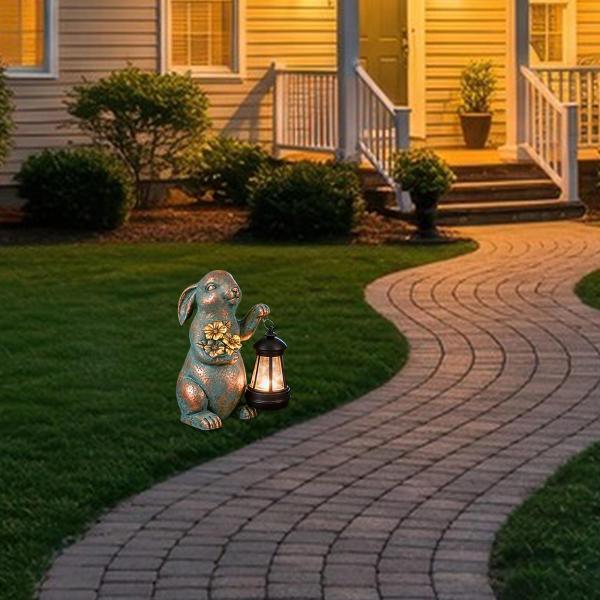 説明: [ソーラー式]: この屋外用ウサギの置物にはソーラーランタンが付いており.夕暮れ時に太陽エネルギーで自動的に点灯し.庭や裏庭に雰囲気を作り出します. [ガーデンデコレーション・ヤードデコレーション]ガーデンデコレーション・ヤードデコ...