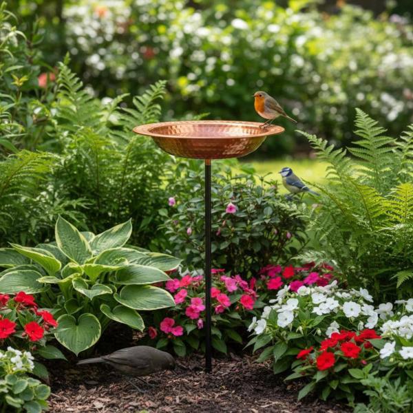 【製品概要】: 庭園用品として使える多機能バードバスです。鳥水浴び皿としても給餌台としても活躍し、庭や中庭に自然なアクセントを添えます。【設置方法】: 地面差し込み式のスタンド構造で、庭先や花壇まわりにしっかり設置しやすい設計です。バードバ...